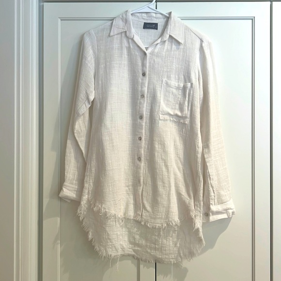 Tops | Figwood White Blouse With Unfinished Edge | Poshmark